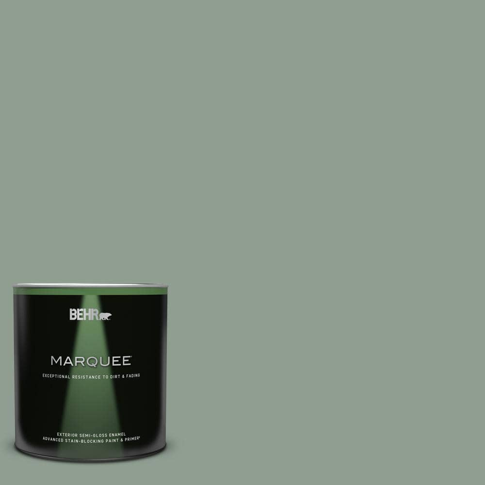 BEHR MARQUEE 1 qt. #ICC-104 Balsam Fir Semi-Gloss Enamel Exterior Paint ...