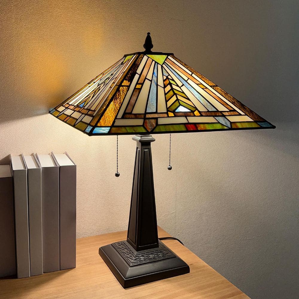 VINPLUS 23 in. Blackish Bronze Tiffany Style Table Lamp with Handcraft ...
