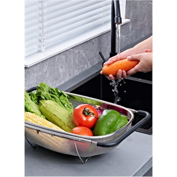 Wudkey Collapsible Stainless Steel Over-Sink Colander with Expandable ...