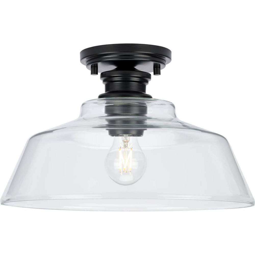 Progress Lighting Singleton 14 in. 1-Light Matte Black Medium Semi ...