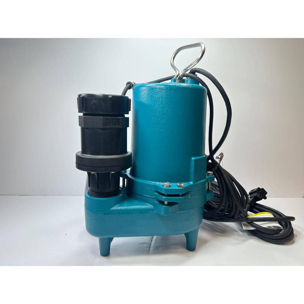 LEO 0.4 HP 115-Volt/60HZ Cast Iron Submersible Sewage Pump with Tethered Float Switch LSEH414T ...