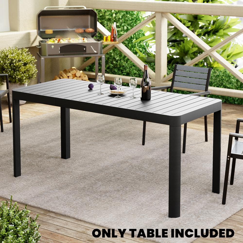 Crestlive Products Dark Gray Rectangular Aluminum Outdoor Patio Dining ...