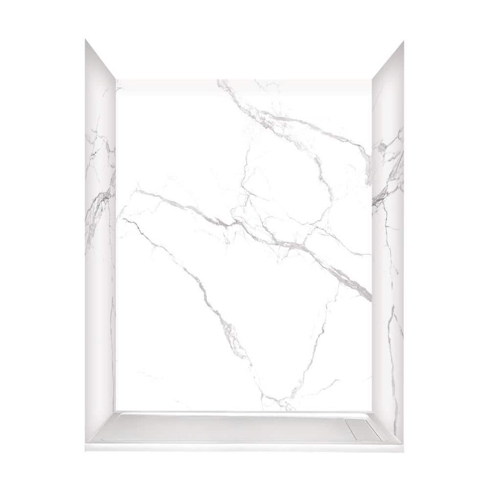 Glacier Bay 60 in L x 32 in W x 78 in H 4-Piece Glue Up Alcove Shower ...