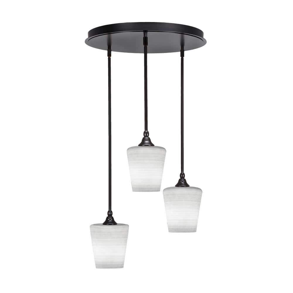Villa 3 Light Espresso Pendant, Cluster Pendant Light with 6 in. White ...