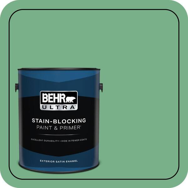 BEHR ULTRA 1 gal. #M410-5 Green Bank Satin Enamel Exterior Paint ...