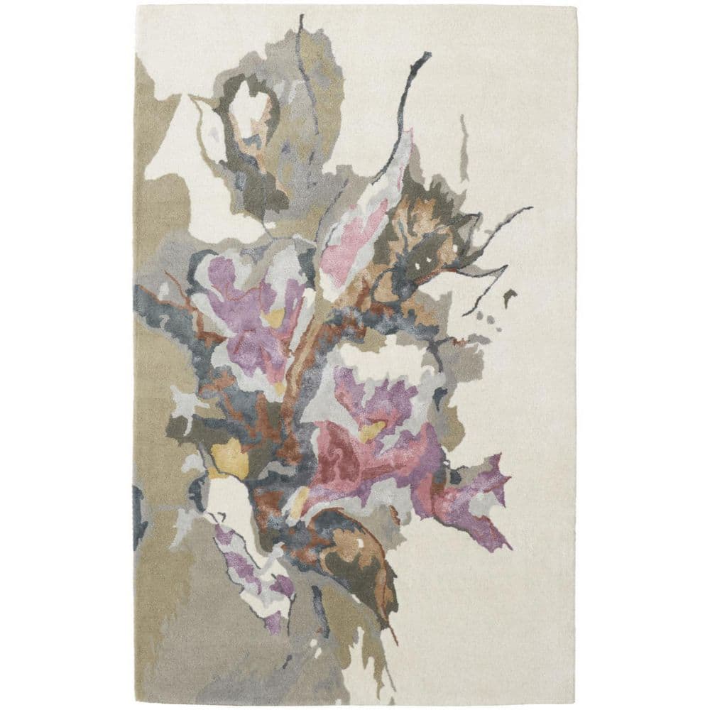 HomeRoots 8 ft. X 10 ft. Pink and Green Floral Area Rug 2000513373 ...