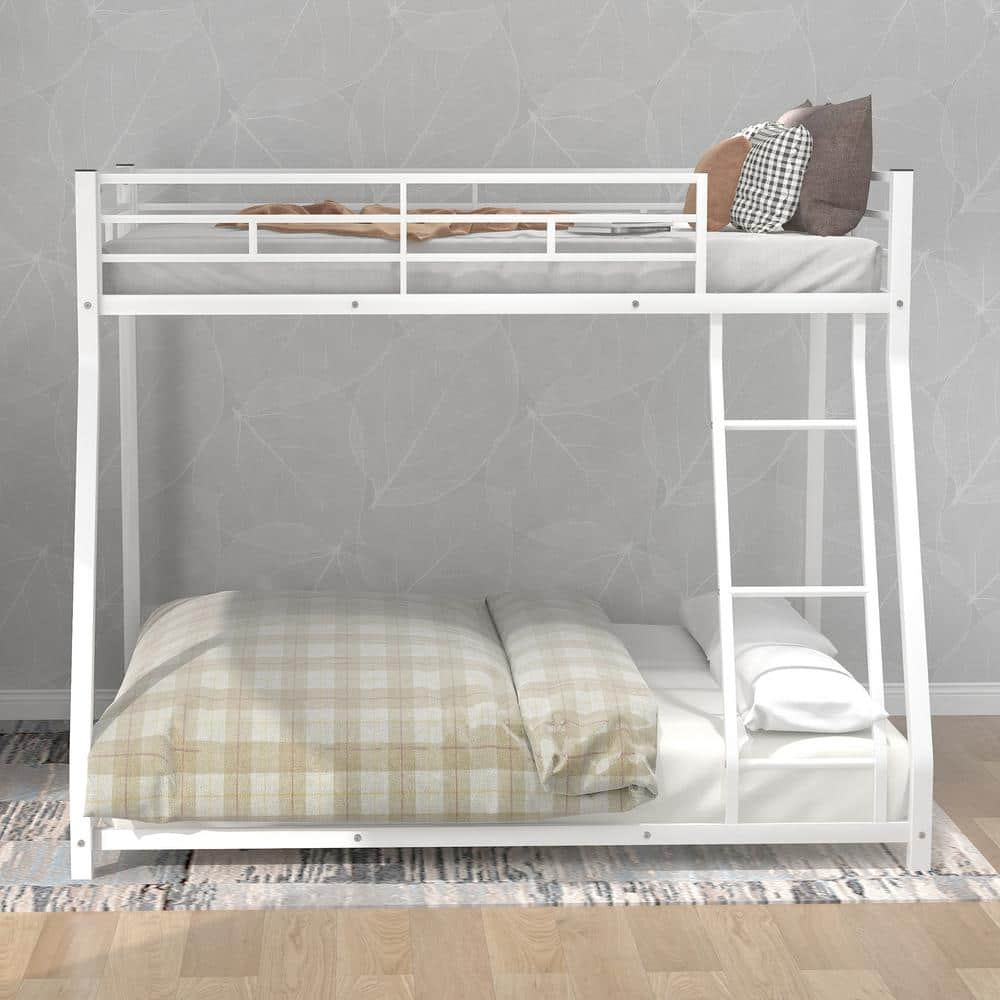 Polibi White Metal Floor Bunk Bed, Twin Over Full RS-978775AAK - The ...