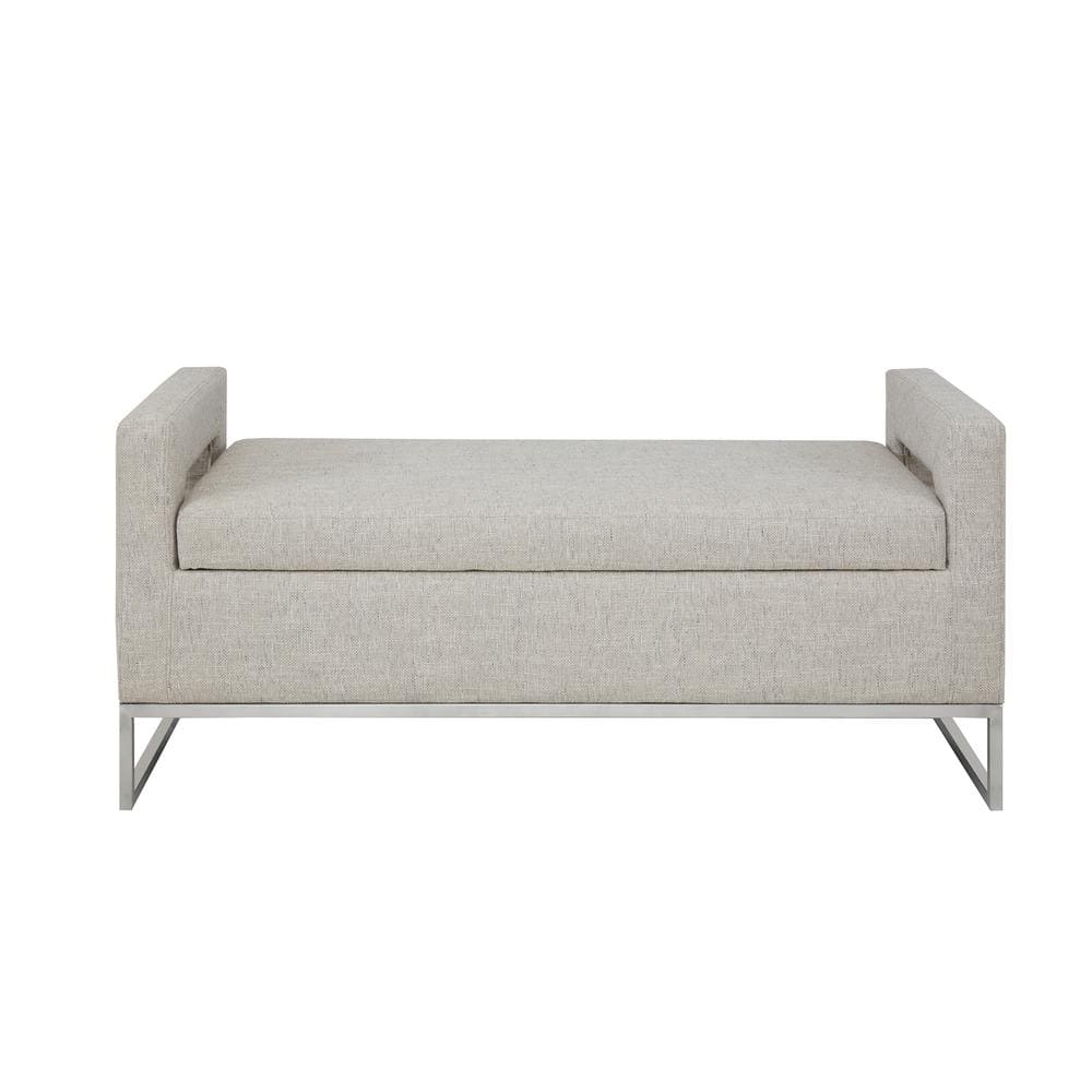 Madison Park Maye Grey Dining Bench 50 in. W x 20 in. D x 22 in. H Soft ...