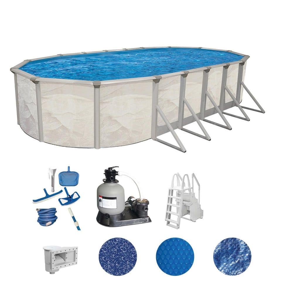 AQUARIAN Independence 18 ft. x 33 ft. Oval 52 in. Deep Hard Sided Above ...