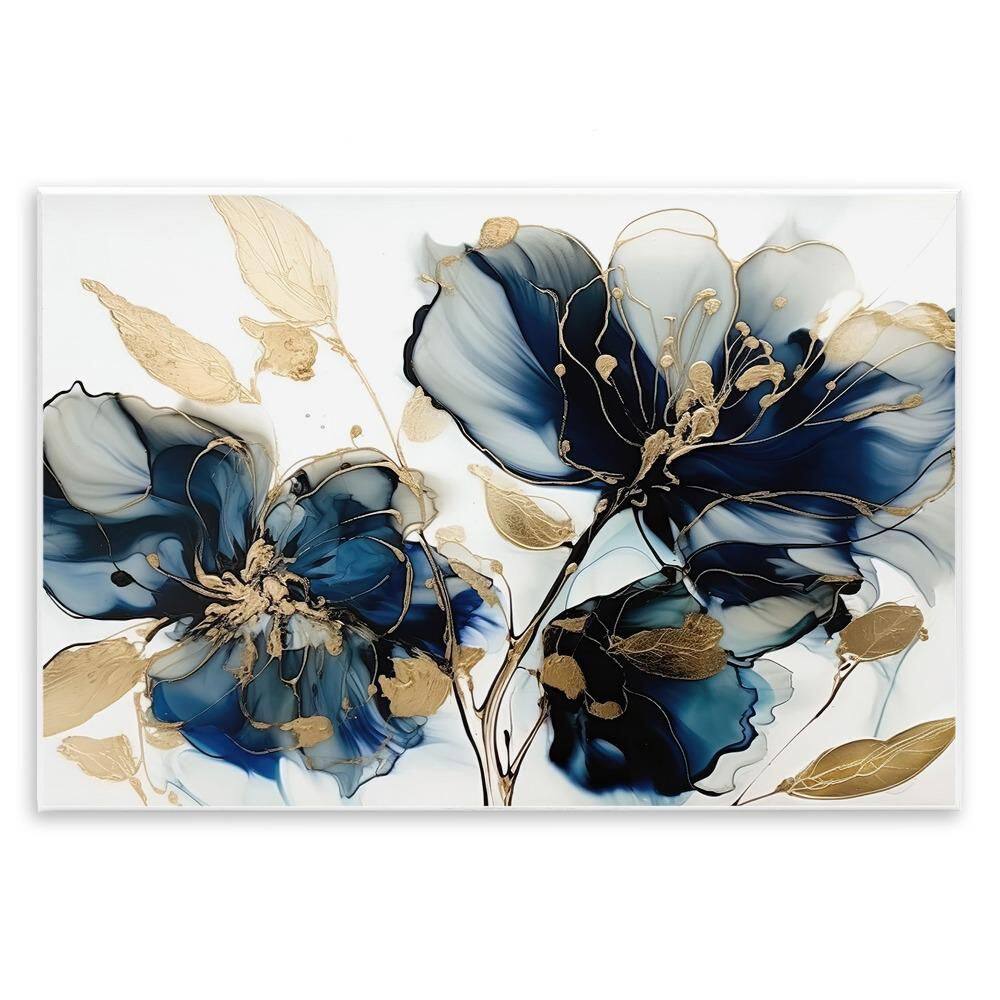 Stupell Industries Blue Swirling Modern Flowers by LSR Design Studio 1 ...