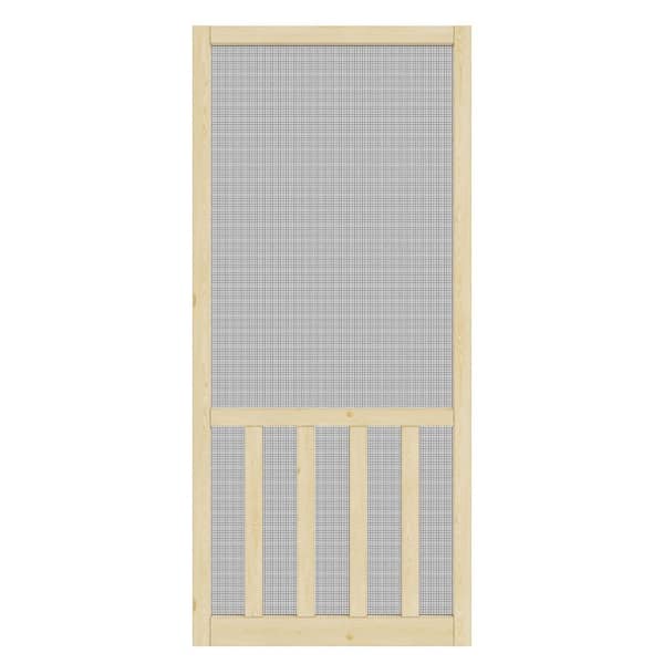 EH PUERTA 36 in. x 80 in. Universal 5 Bar Railing Style Unfinished Pine ...