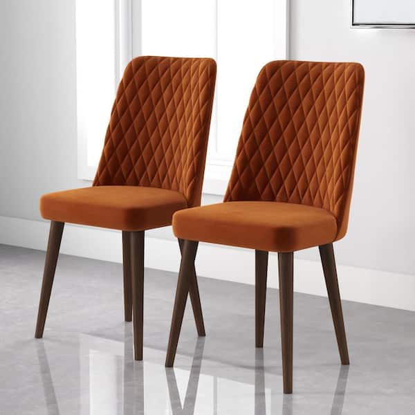 Noble House Harland Mid-Century Modern Orange Velvet Upholstered Dining ...