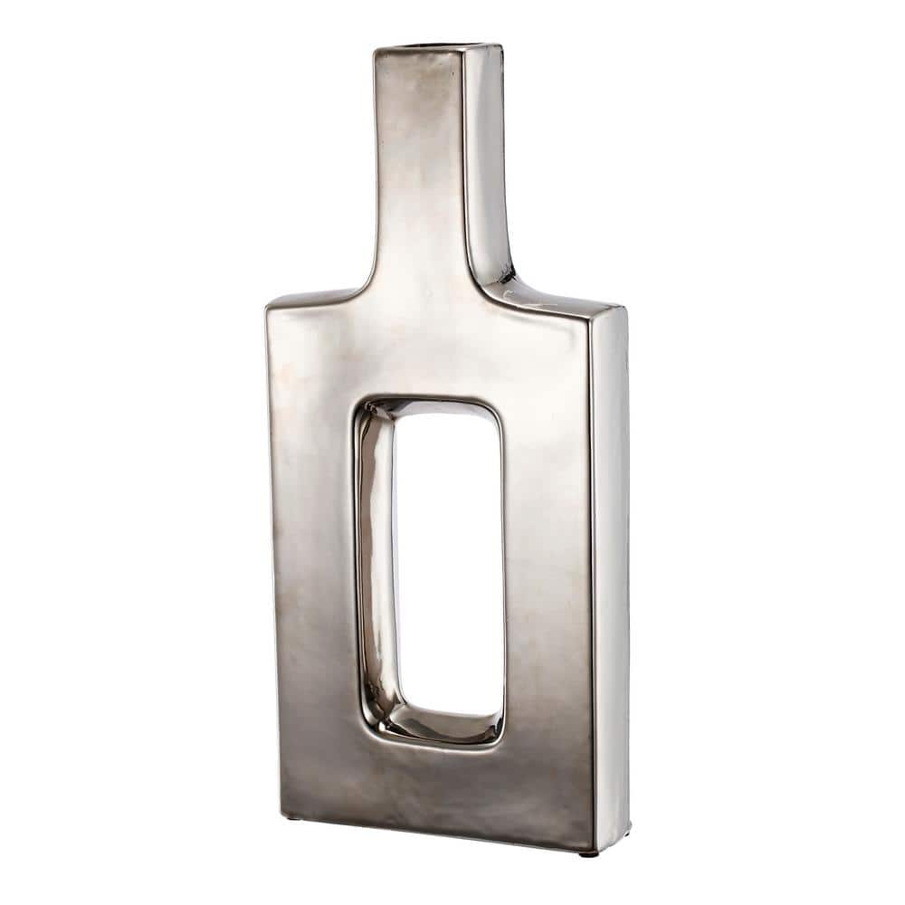 A & B Home Ceramic Keyhole Silver Vase AV0310 - The Home Depot