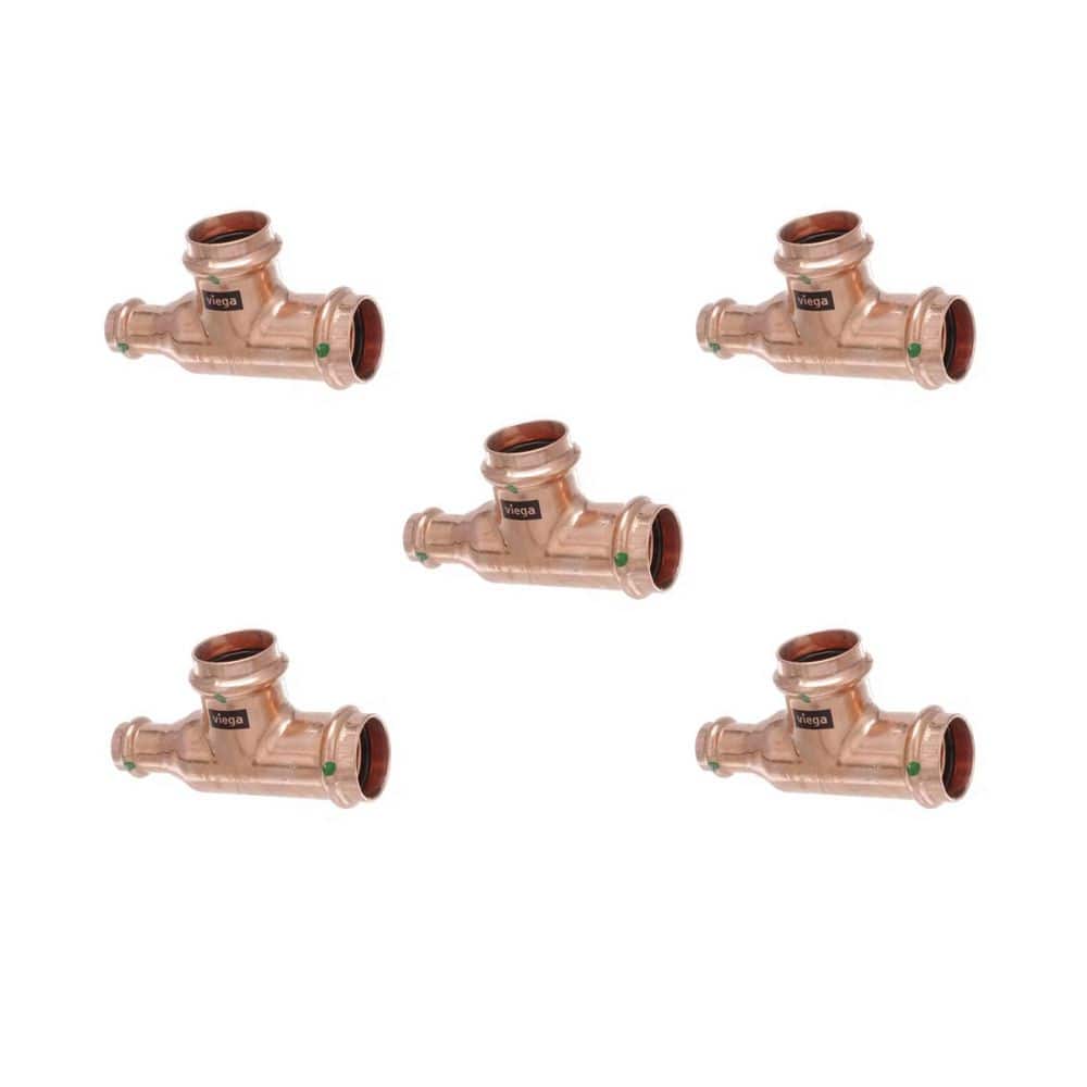 Viega ProPress 1 in. x 1/2 in. x 1 in. Press Copper Tee (5-Pack) 94767 ...