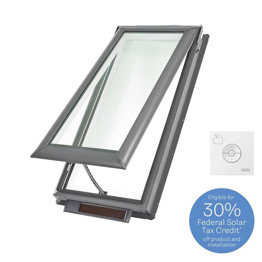 VELUX 21 x 54-7/16 in. Solar Powered Fresh Air Venting Deck-Mount Skylight with Laminated Low-E3 ...