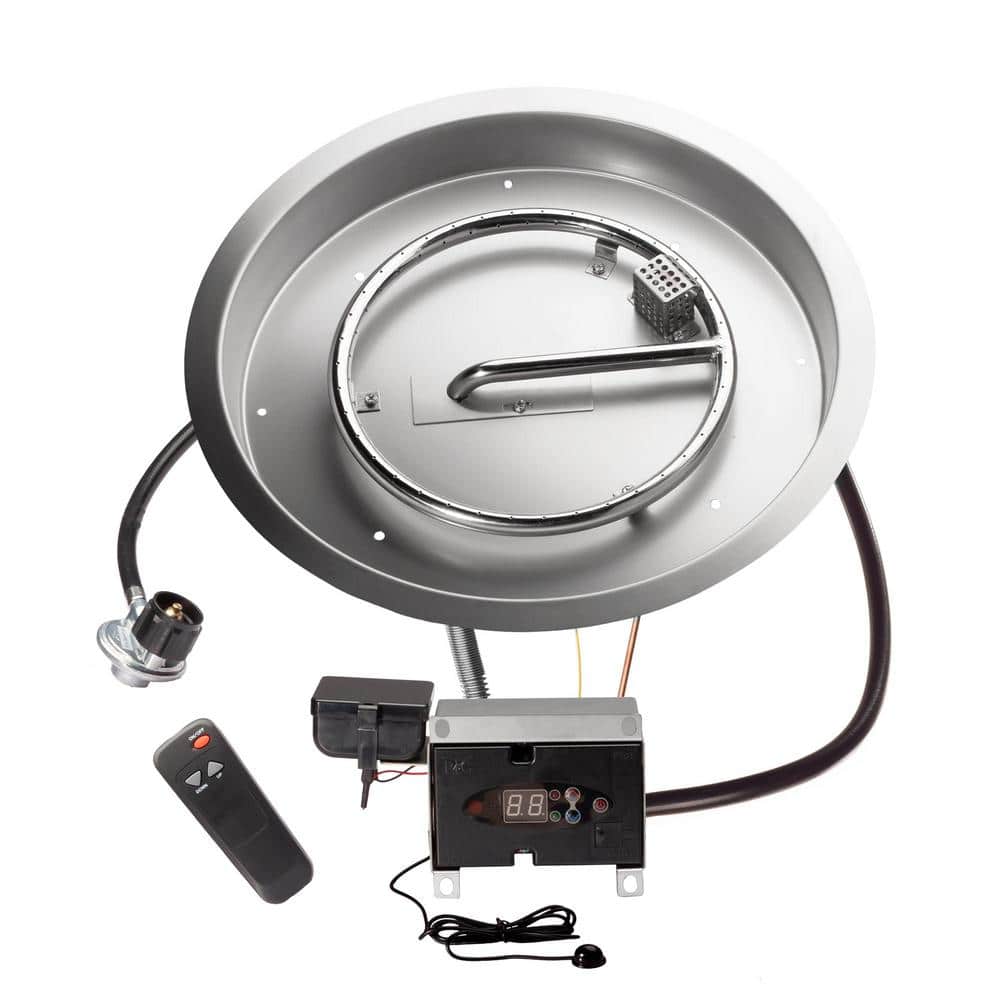 Celestial Fire Glass 19 in. Round Remote Control Fire Pit Burner Kit ...