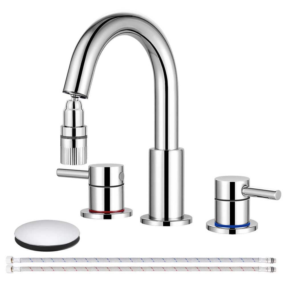 AKLFGN Double handle 8 in. Widespread Bathroom Faucet 3 Hole Bathroom ...