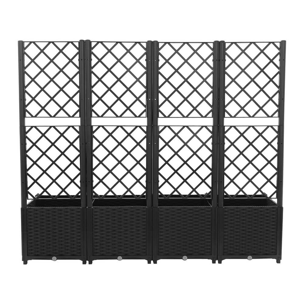 YIYIBYUS 63 in. x 55.95 in. Outdoor PP Plastic Rectangular Black ...