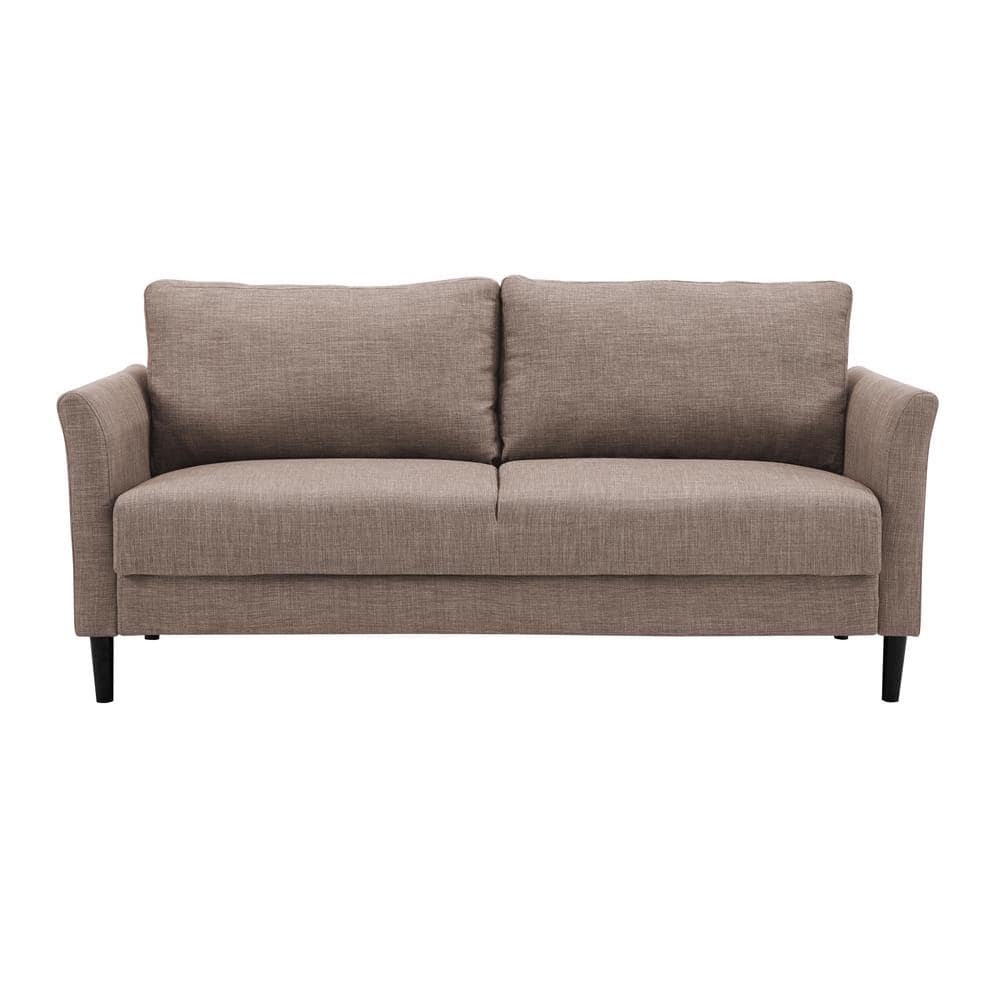 HOMESTOCK Espresso Living Room Sofa with Flared Arms Linen Fabric ...