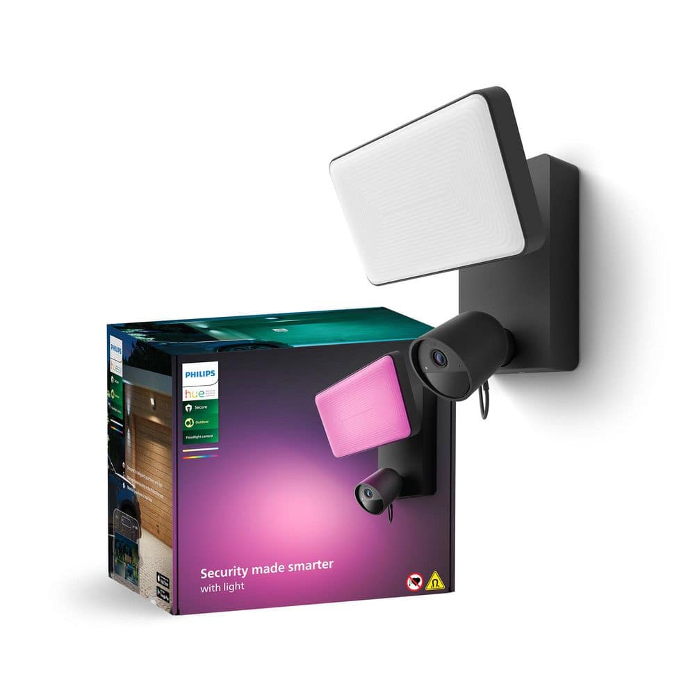 Philips Hue Black Hardwired Security Camera with Floodlight (1-Pack ...