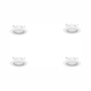 EcoSmart 4 in. Integrated LED White Dimmable Recessed Light Trim ...