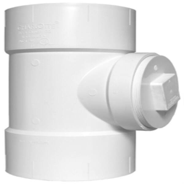 Charlotte Pipe 4 in. PVC DWV Cleanout Tee with Plug Fitting PVC 00444X ...