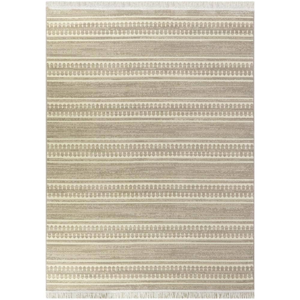 BALTA Sandra Taupe 5 ft. x 7 ft. Striped Area Rug 3100841 - The Home Depot