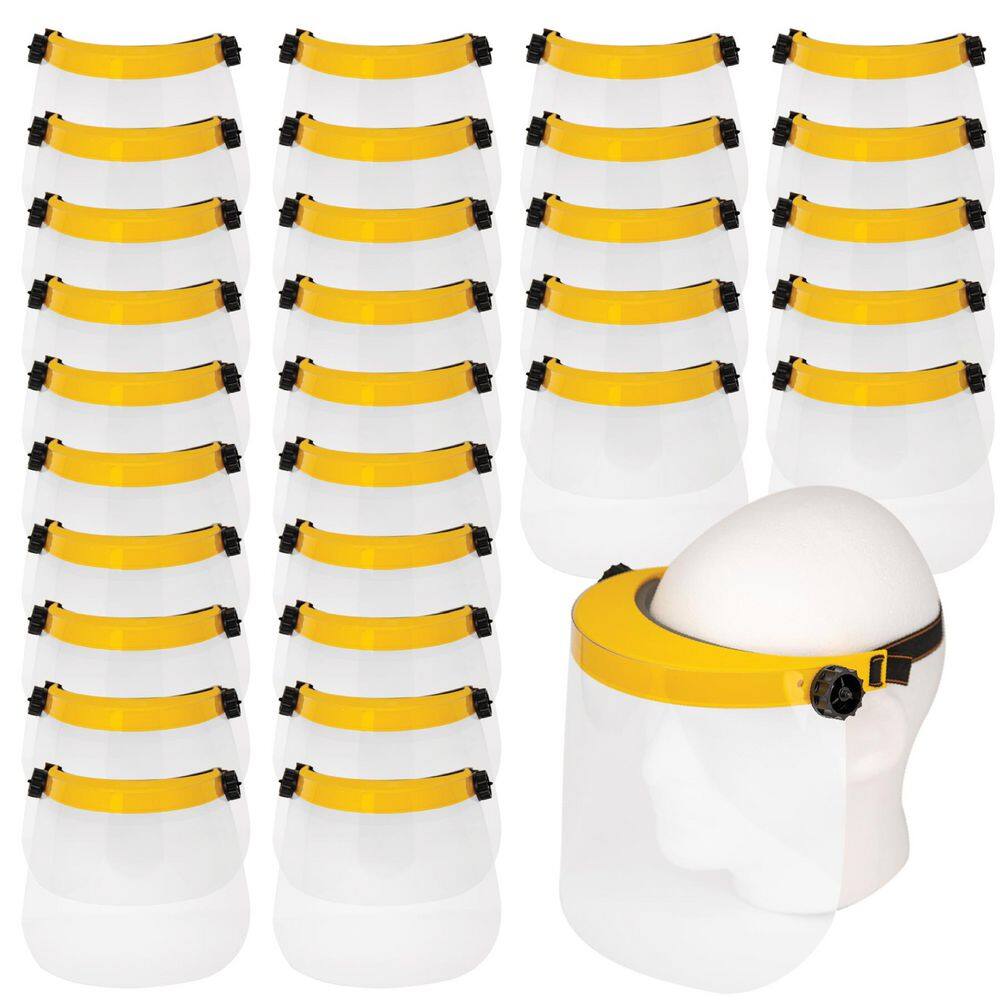 BISON LIFE Yellow Reusable Facial Protection Clear Face Shields (30 ...