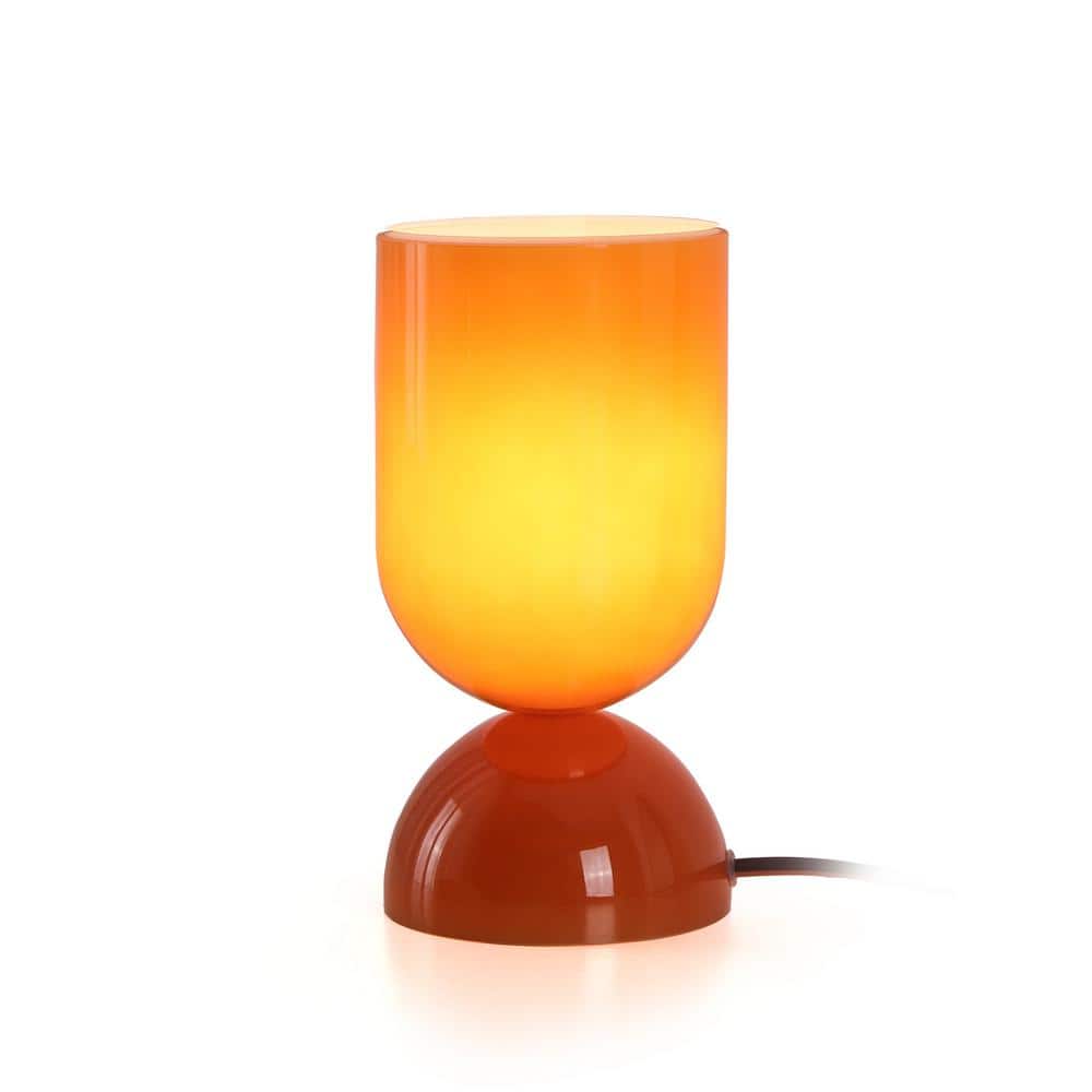 Keazile 9 in. Modern Orange Glass Small Table Lamp with E12 Base (Bulb ...