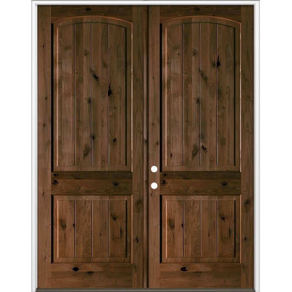 Reviews for Krosswood Doors 64 in. x 96 in. Rustic Knotty Alder Arch Top VG Right-Hand/Inswing ...