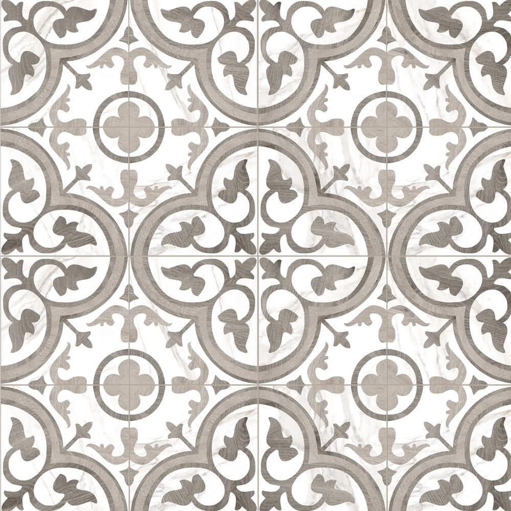 Merola Tile Ella Hill Amberes Grey-Bone 13 in. x 13 in. Ceramic Floor ...