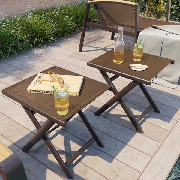 Pellebant 2-Piece Rectangle Aluminum 16.3 in. H Foldable Outdoor Side ...
