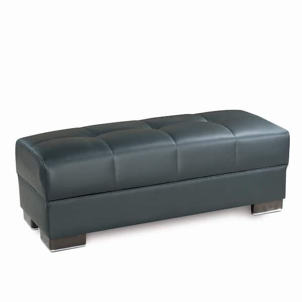 Ottomanson Fontana Collection Black Ottoman FON-BLK-PU-O - The Home Depot