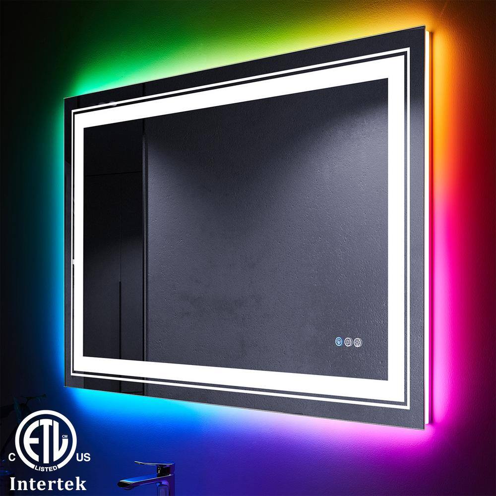 Apmir 40 in. W x 32 in. H Rectangular Frameless RGB Backlit & LED ...