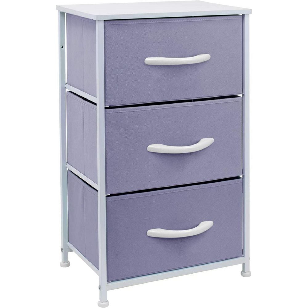Sorbus 3 Drawers Purple Nightstand 28.75 in. H x 17.75 in. W x 11.87 in ...