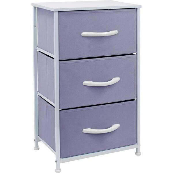 Sorbus 3 Drawers Purple Nightstand 28.75 in. H x 17.75 in. W x 11.87 in ...