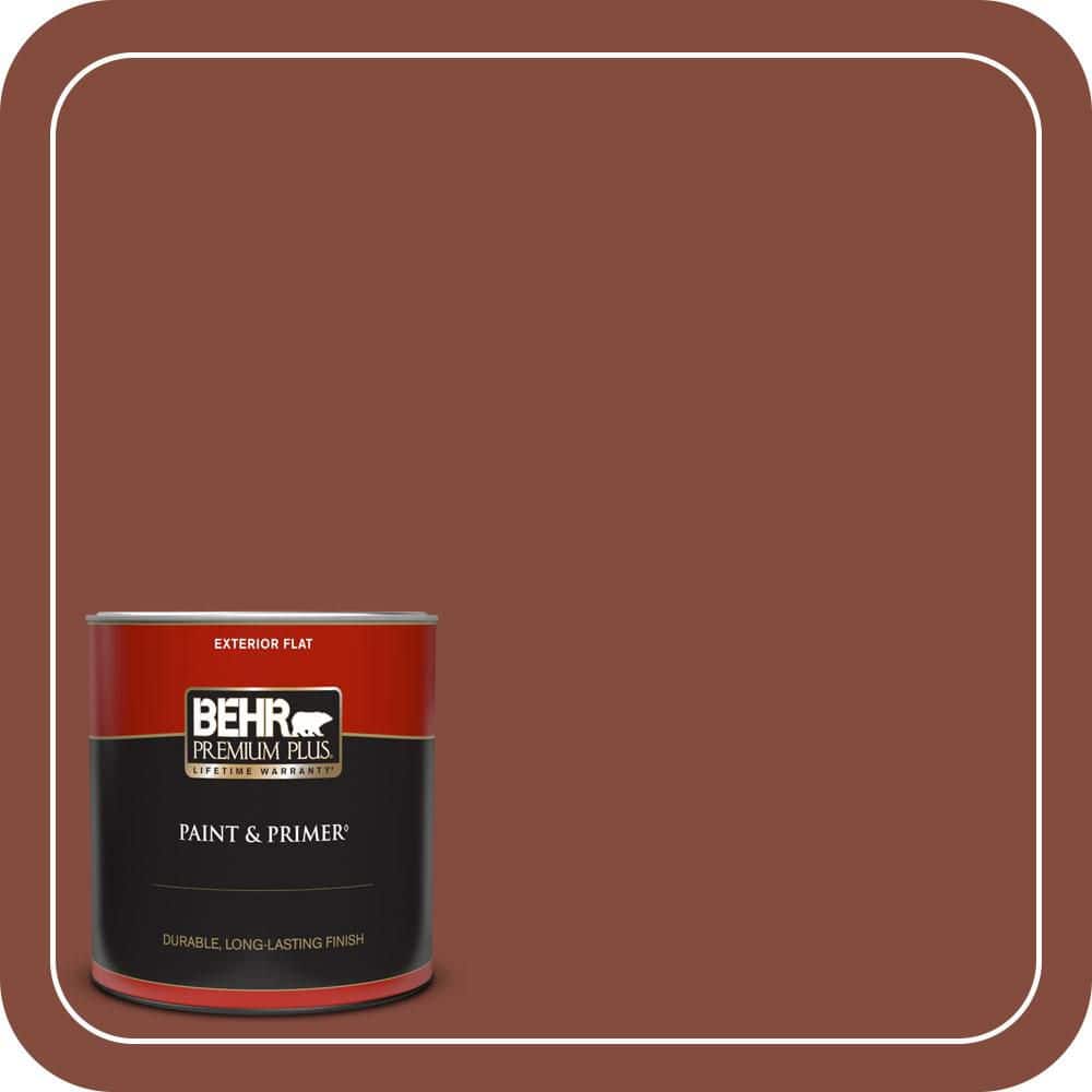 BEHR PREMIUM PLUS 1 qt. #S160-7 Red Chipotle Flat Exterior Paint ...