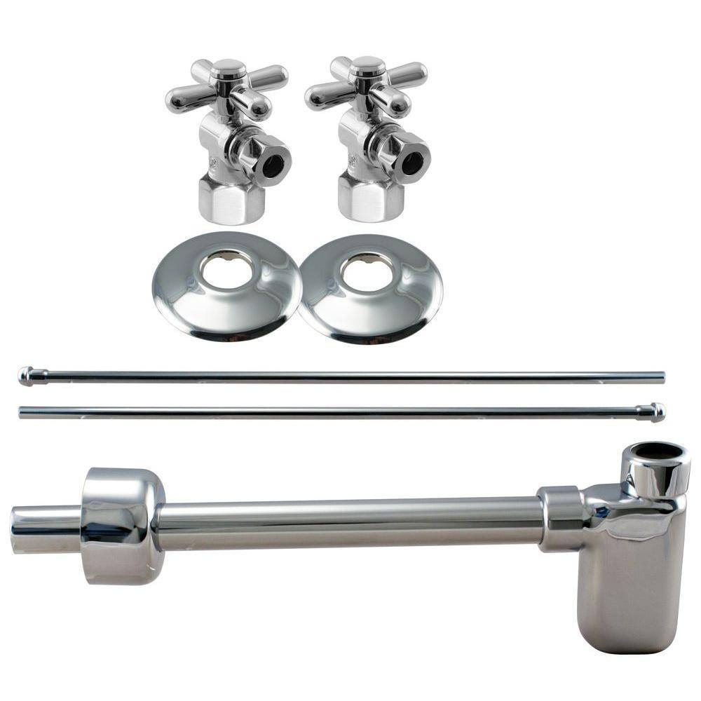 Westbrass 1/2 in. IPS Cross Handle Angle Stop Complete Pedestal Sink ...