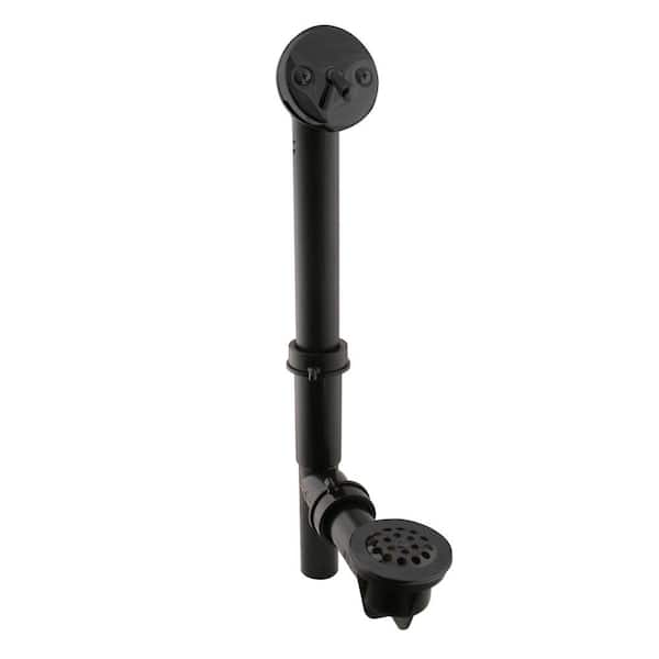 Westbrass 1-1/2 in. x 14 in. Black Poly Bath Waste & Overflow with Trip ...