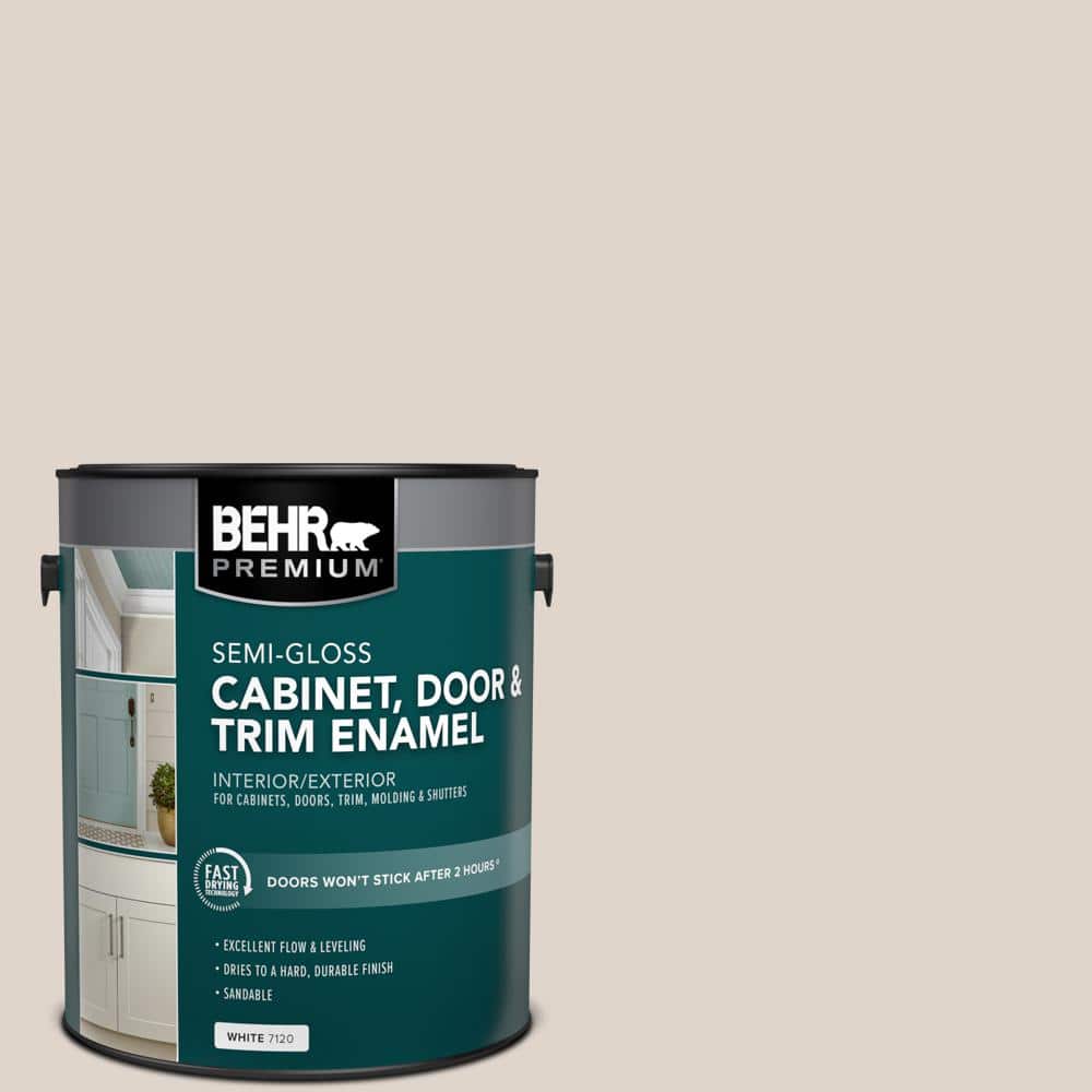 BEHR PREMIUM 1 gal. #N230-1 Castle Beige Semi-Gloss Enamel Interior ...