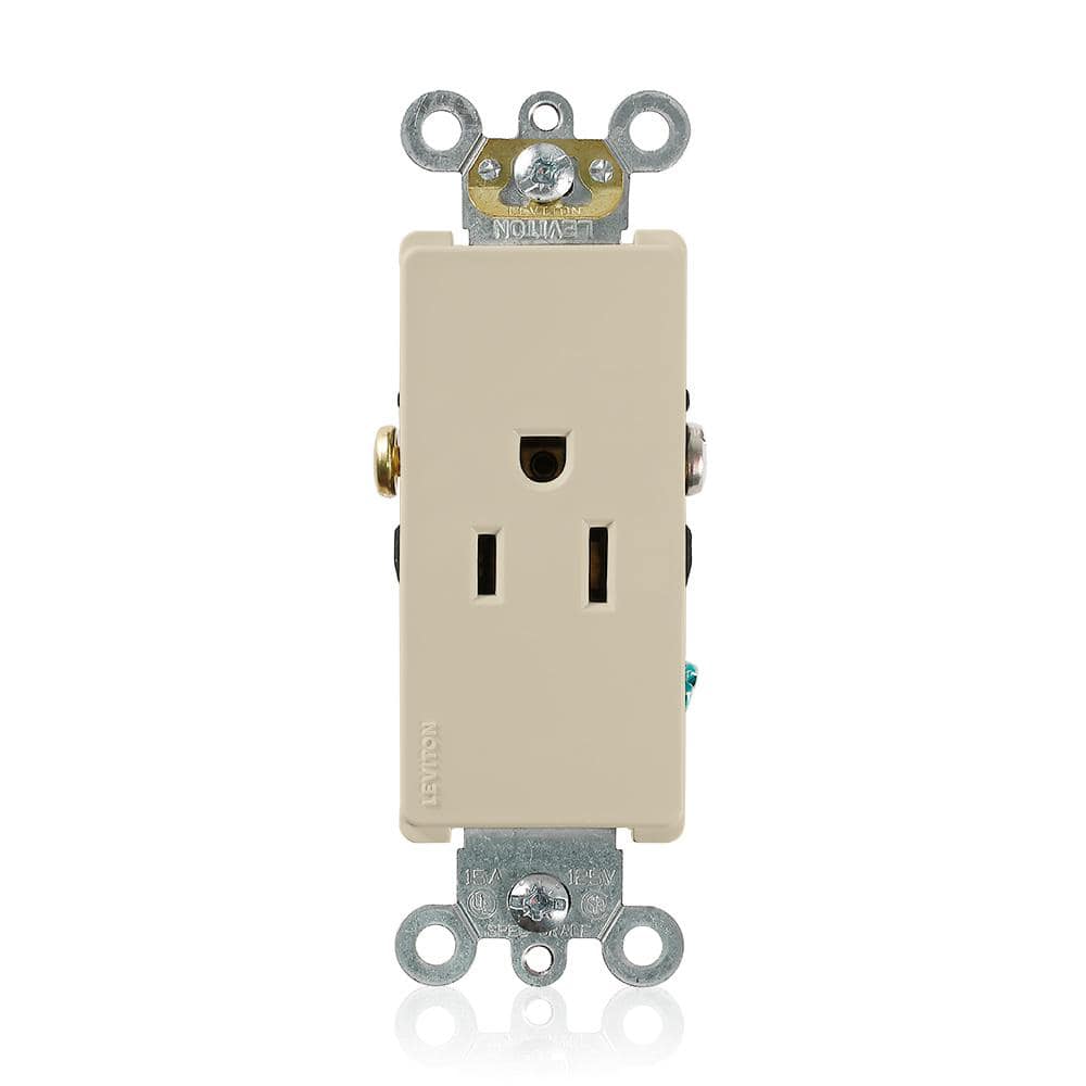 Leviton Decora Plus 15 Amp 125 V Single Outlet/Receptacle, Ivory (1 ...