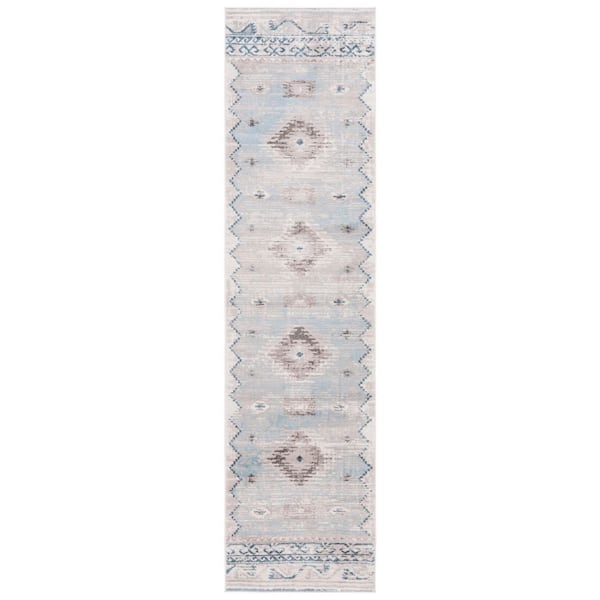 SAFAVIEH Cornelia 2 ft. x 8 ft. Blue/Ivory Aztec Distressed Runner Rug ...