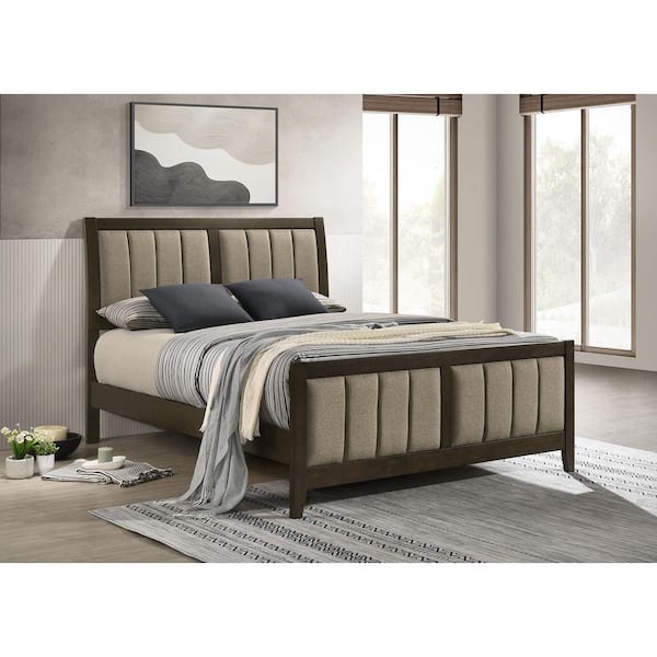 Coaster Wilkes Dark Cocoa and Brown Wood Frame Queen Panel Bed with ...