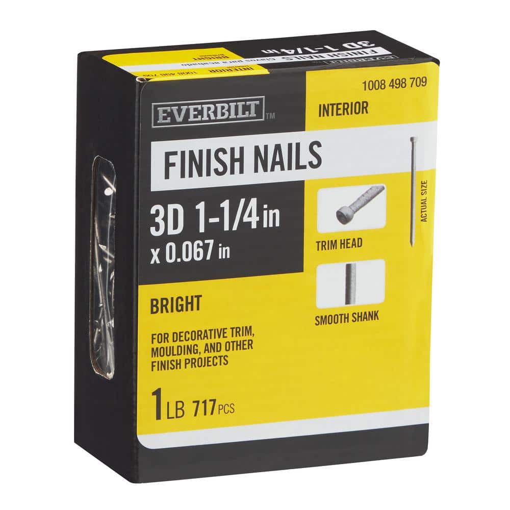 Everbilt 1-1/4 in. x 3D Bright Finishing/Casing Nails 1 lb. (717-Count ...