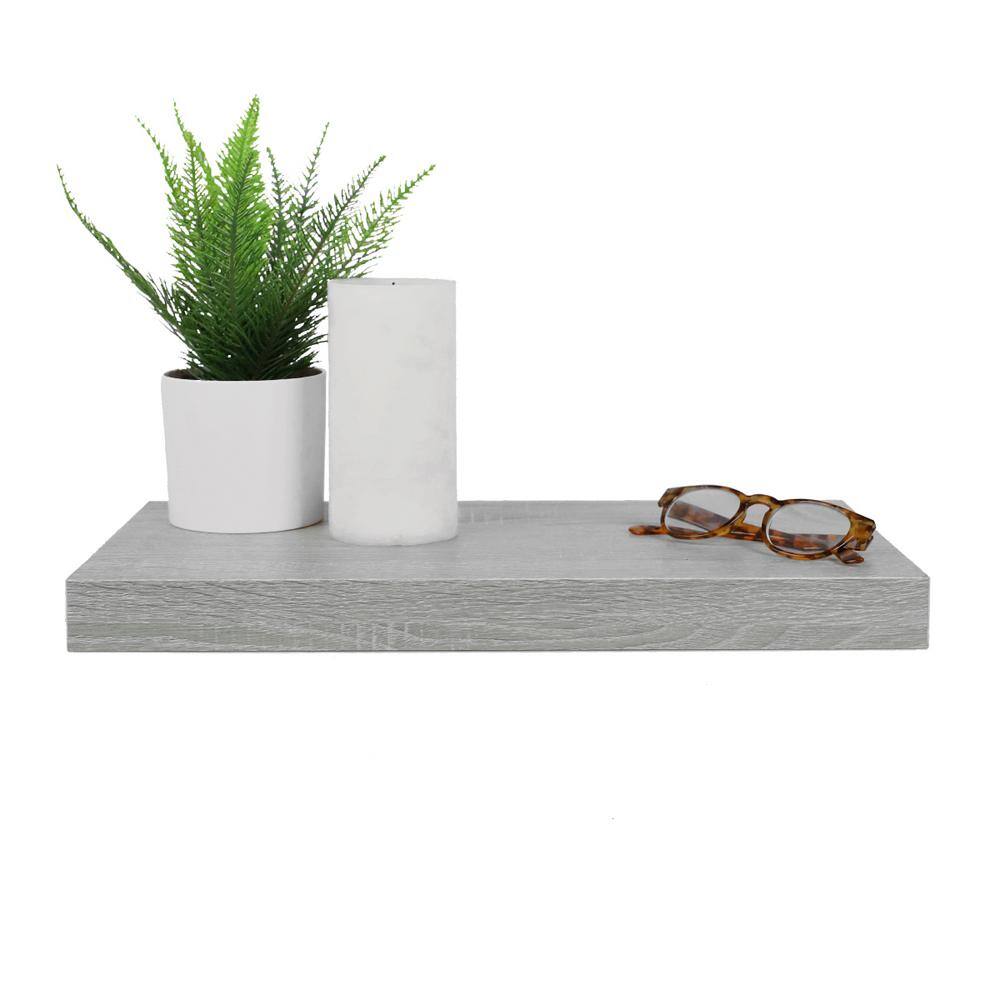 Home Basics 18 in. W x 9.50 in. D Grey MDF Floating Decorative Wall ...