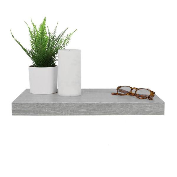 Home Basics 18 in. W x 9.50 in. D Grey MDF Floating Decorative Wall ...