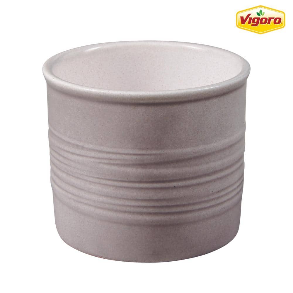 Vigoro Taft Small Warm Gray Ceramic Planter (3.1 in. x 3.1 in. D x 2.8 ...