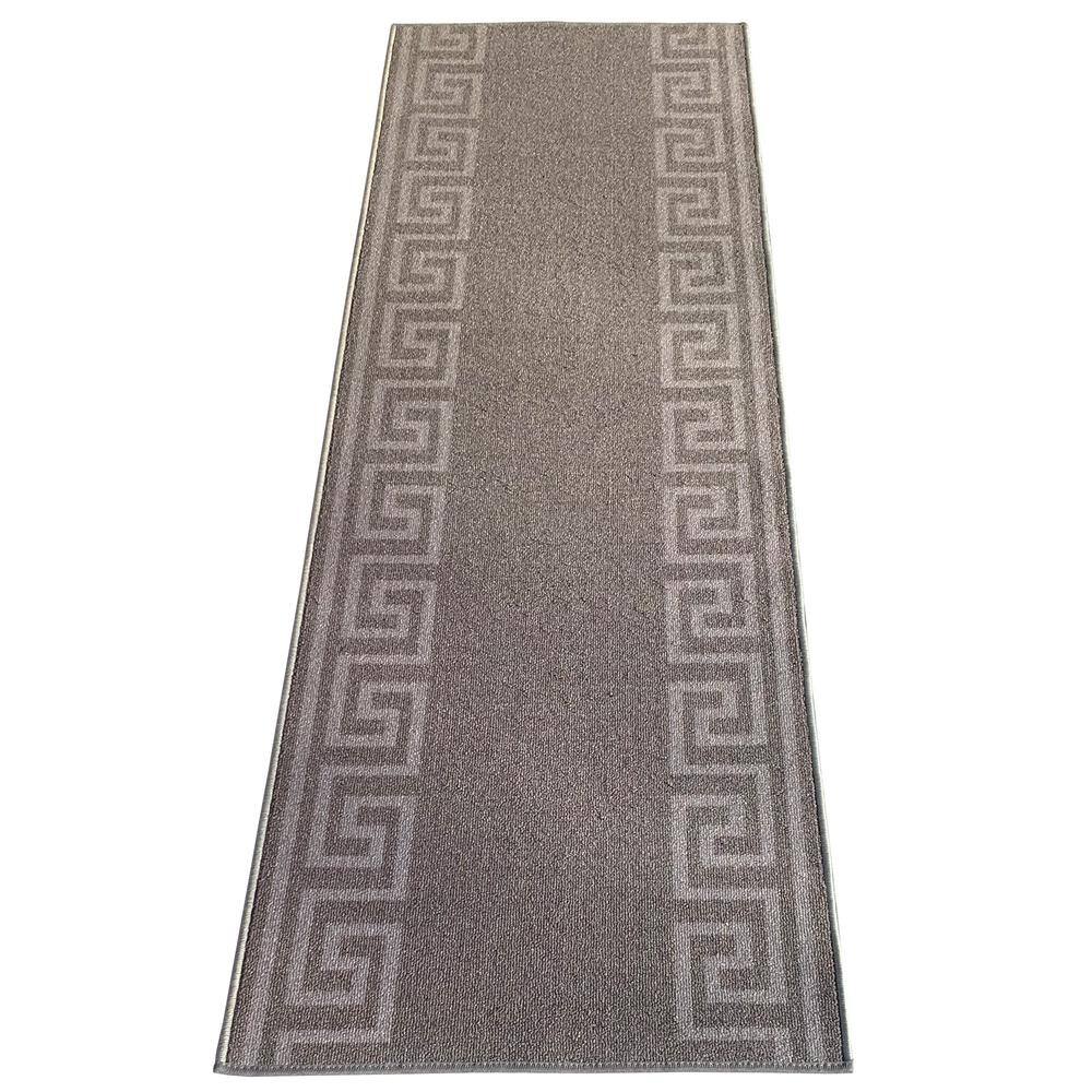 PLAYA RUG Greek Key Gray 26 in. W x 12 ft. L Runner Rug/Stair Runner 26 ...