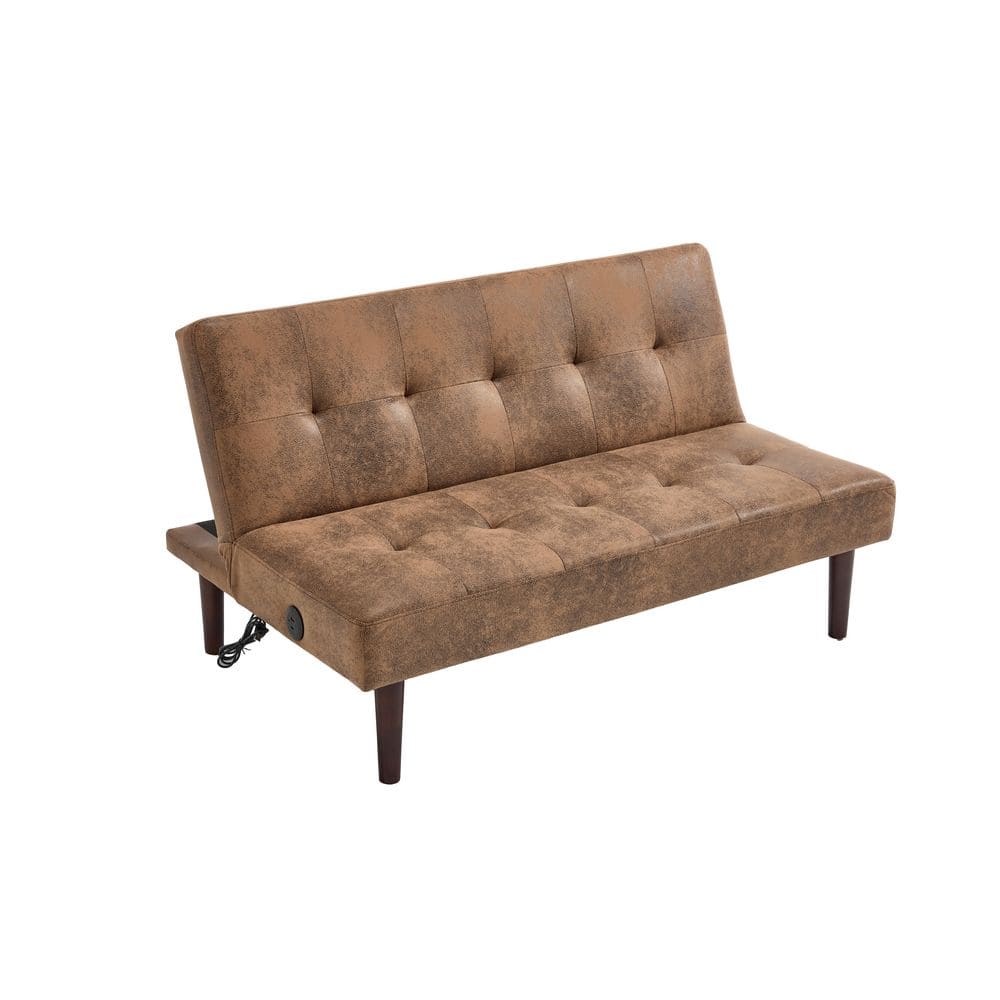 HOMEFUN 45 in. Coffee Modern Microfiber Foldable Fashion Sofa Bed with ...