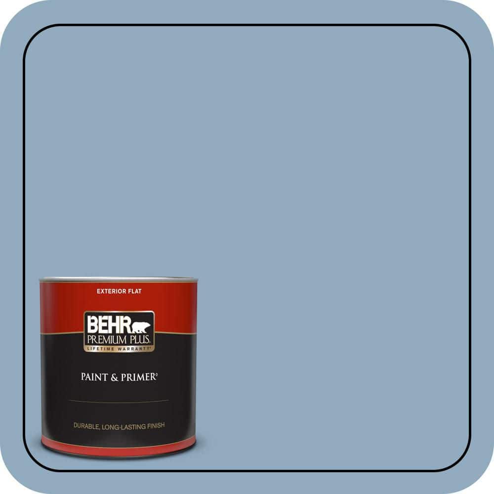BEHR PREMIUM PLUS 1 qt. #BIC-10 Cotton Denim Flat Exterior Paint ...